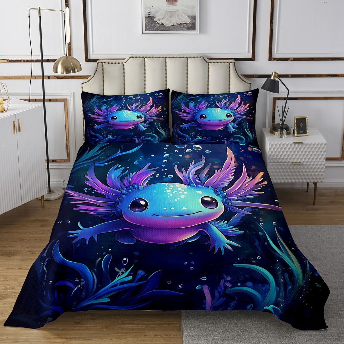 Erosebridal Animal Axolotl Quilt Sets for Queen Size Bed,Ocean Wildlife ...