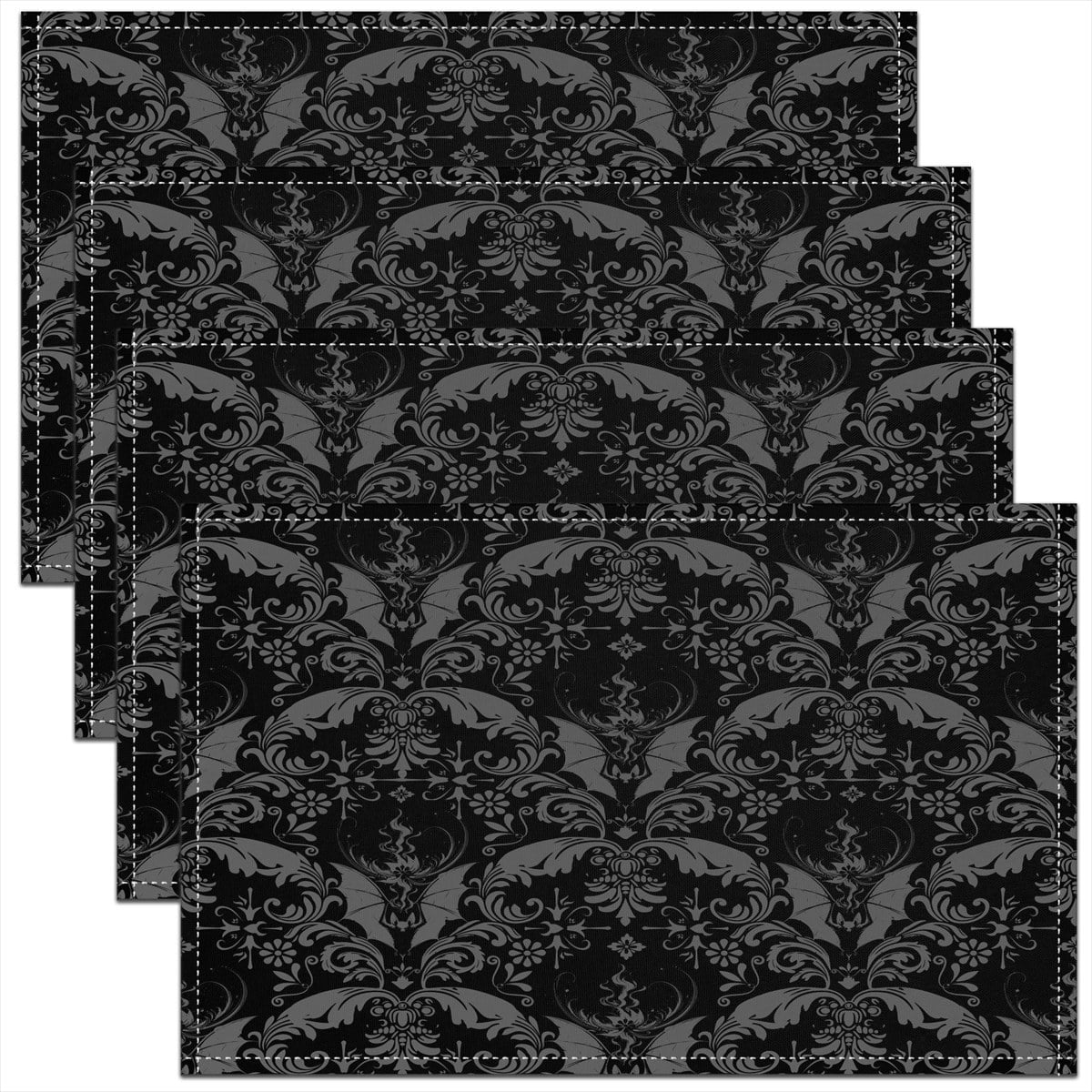 Erosebridal Animal Bat Placemats Set of 4 12"x18",Bohemian Damask Table ...