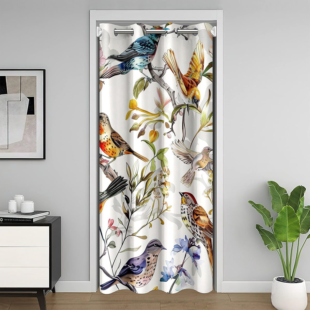 Erosebridal Animal Birds Door Curtain Panel 80"x42",Tree Branches Room ...