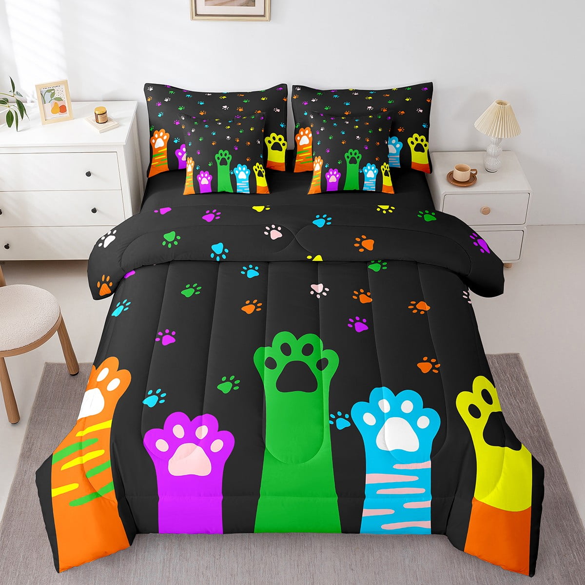 Erosebridal Animal Cat Bedding Sets Twin Size,Cat'S Paw Prints ...