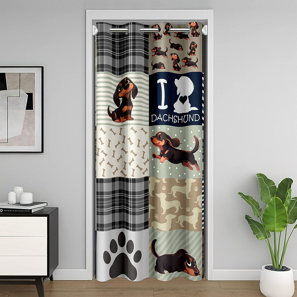Erosebridal Animal Dachshunds Door Curtain For Doorways 42x84,Geometric ...