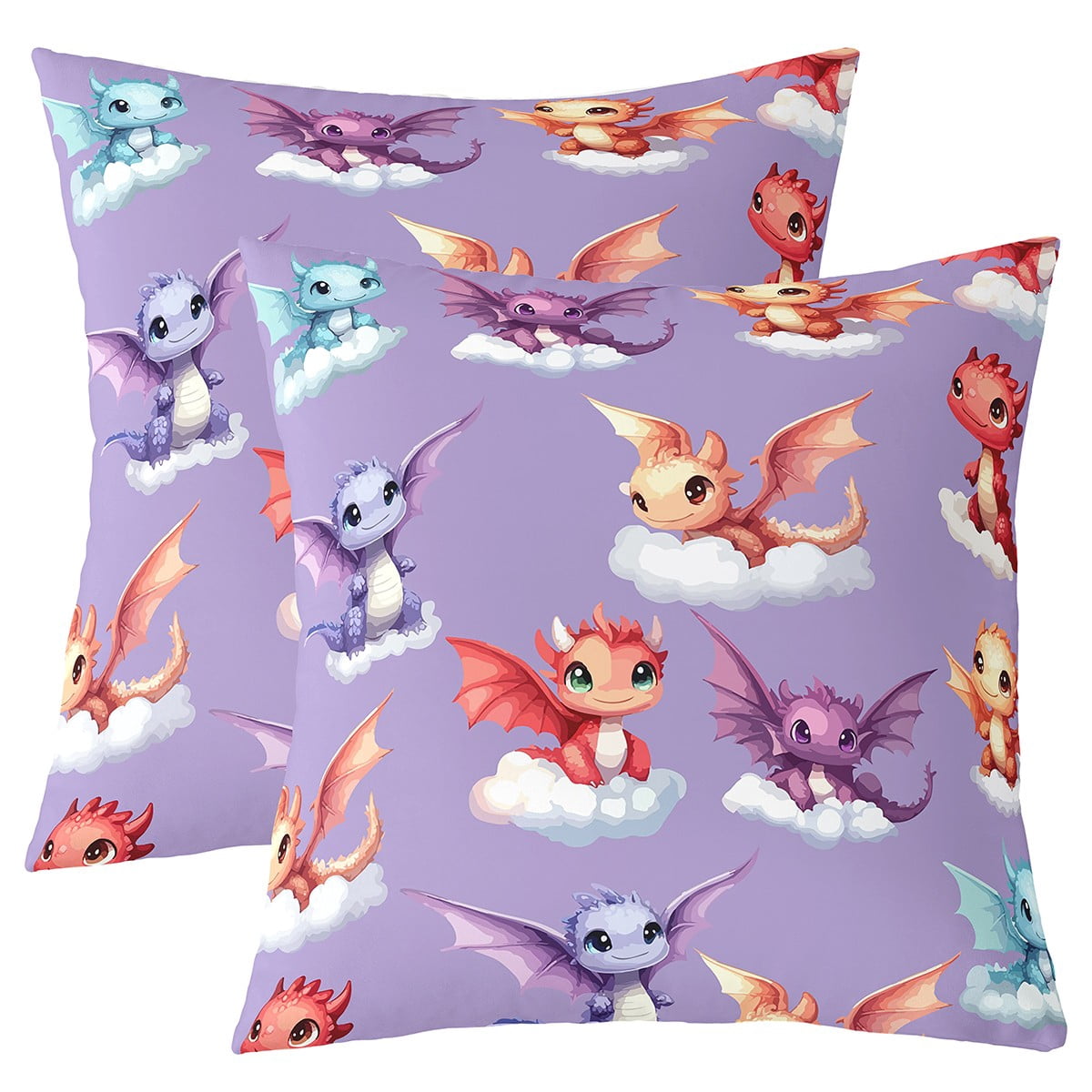 Erosebridal Animal Dragon Pillow Cases Set of 2,Cartoon Wildlife ...