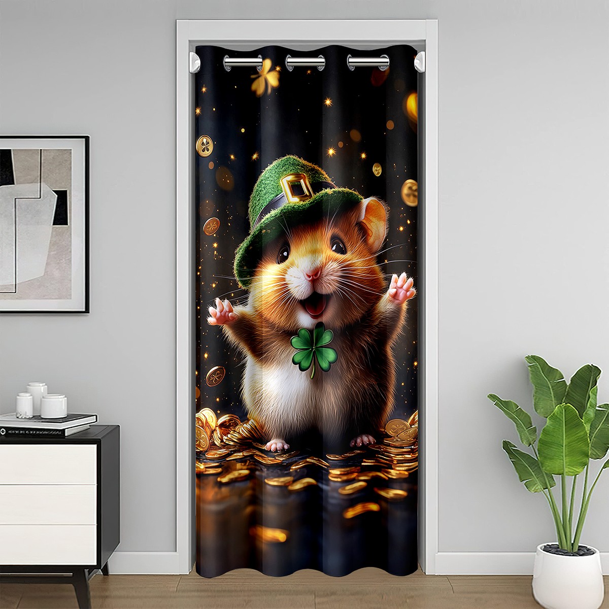 Erosebridal Animal Hamster Door Curtain For Door Window 80"x34",Happy ...