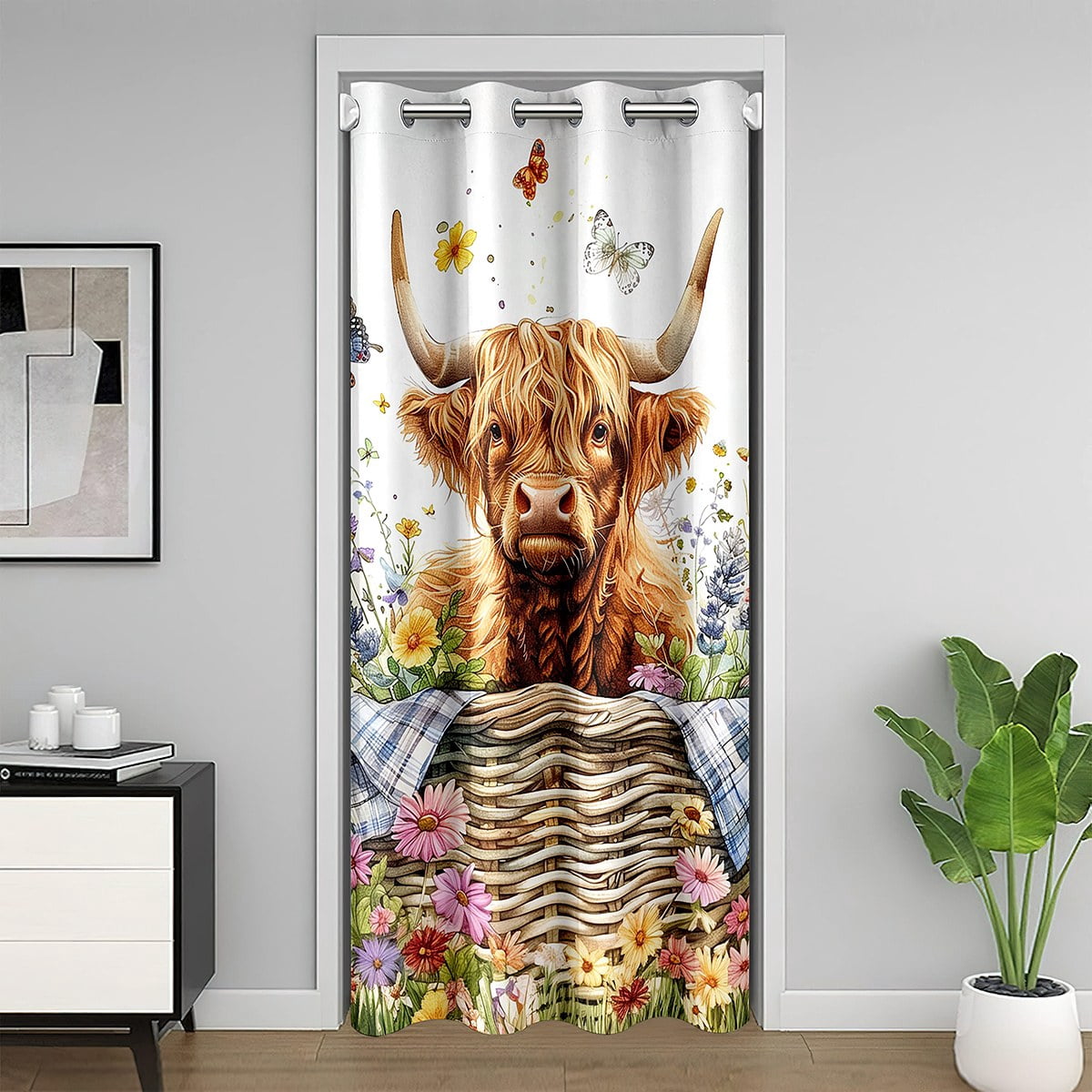 Erosebridal Animal Highland Cow Door Curtain For Door Window 34x80 ...