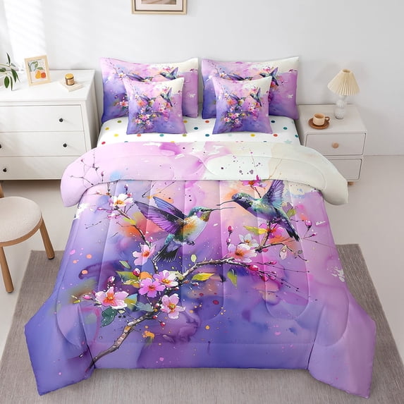 Erosebridal Animal Hummingbird Bedding Queen Size,Colorful Floral ...