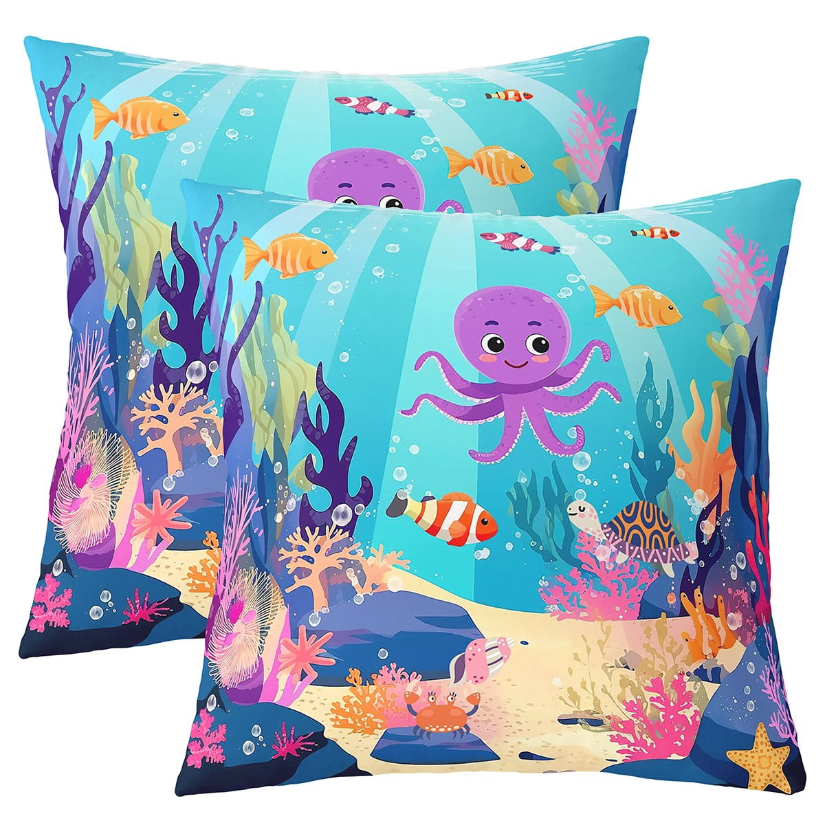 Erosebridal Animal Octopus Throw Pillow Covers 18x18 Set of 2,Marine ...