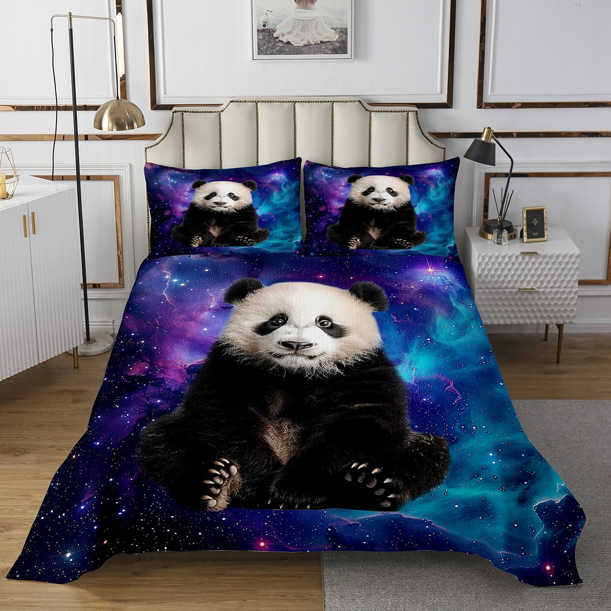 Erosebridal Animal Panda Quilt Sets for Queen Size Bed,Galaxy Universe ...