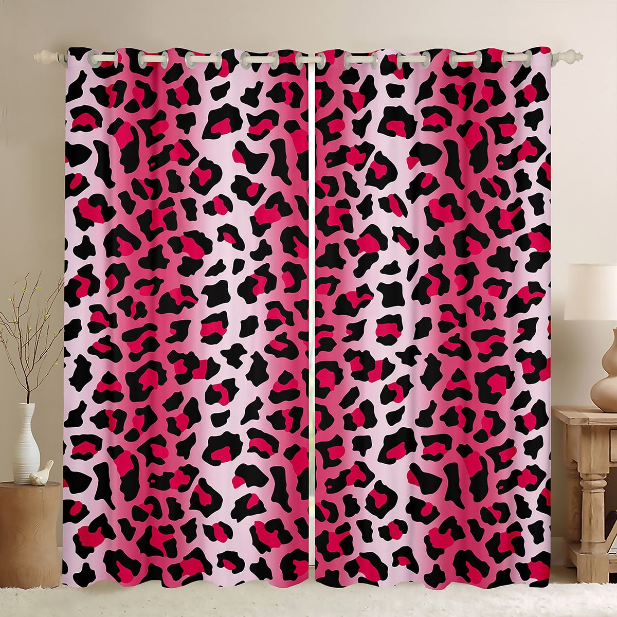 Erosebridal Animal Print Curtains Pack of 2 (38x54), Leopard Cheetah 30%-50% Black Out Curtains ...