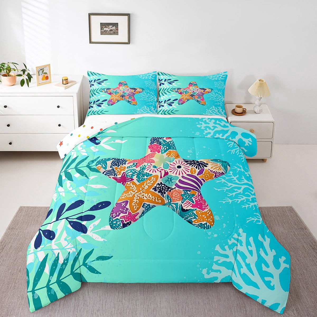 Erosebridal Animal Starsfish Bedding Twin Comforter Set,Sea Theme Down ...