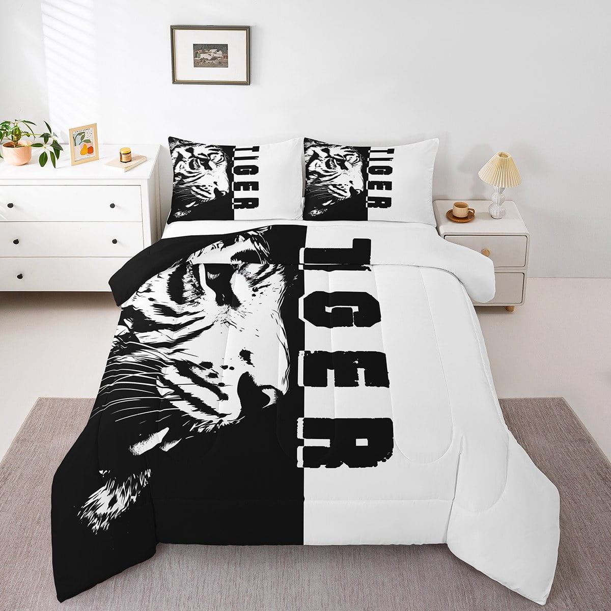 Erosebridal Animal Tiger Comforter Sets Queen Size,Jungle Wildlife ...