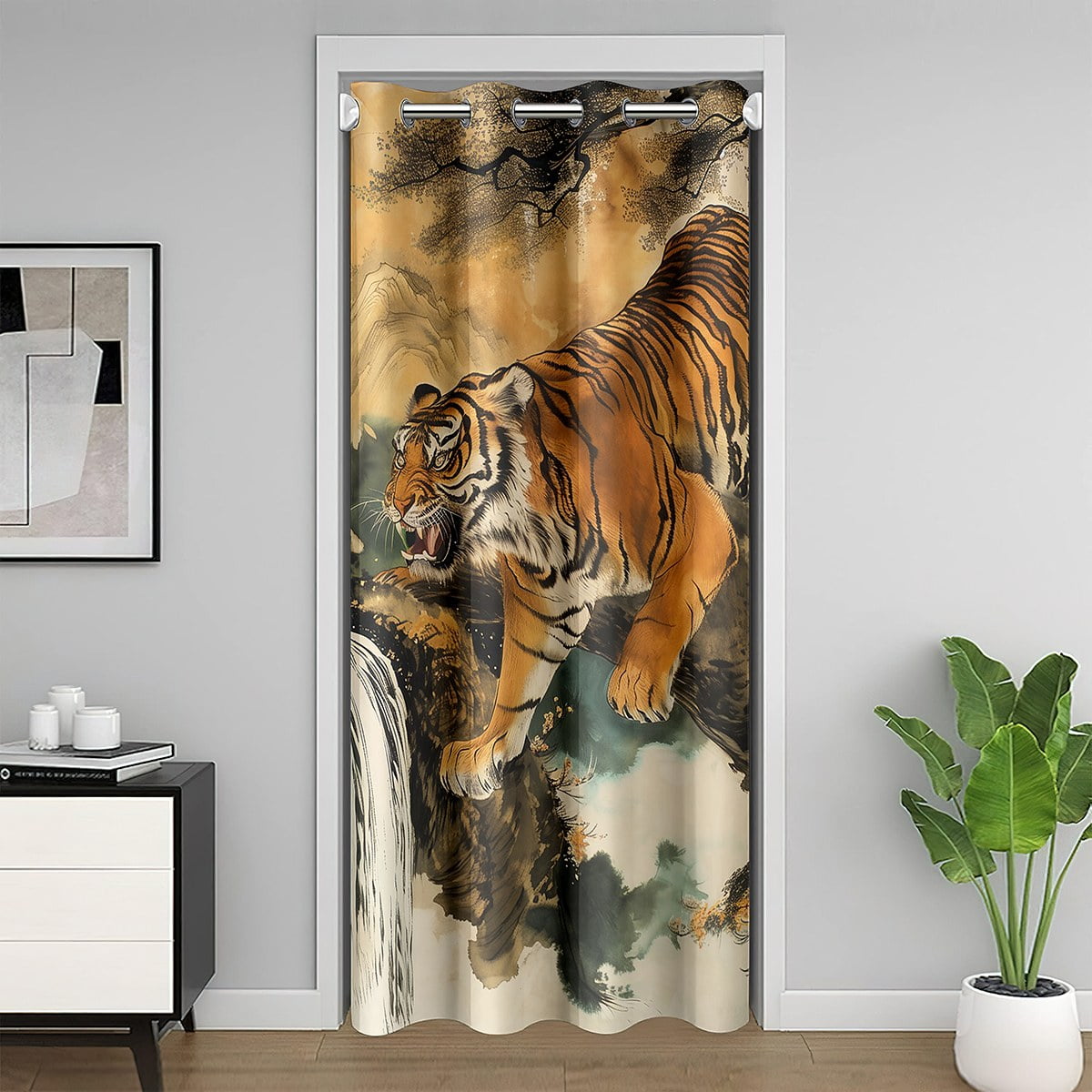 Erosebridal Animal Tiger Door Curtain For Door Window 80"x52",Japanese ...
