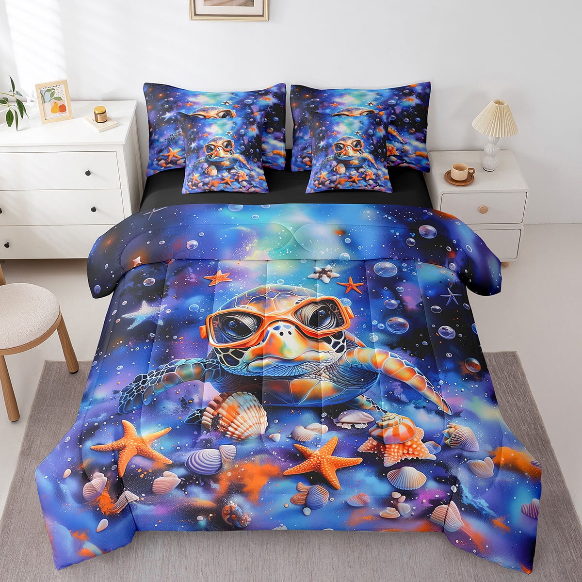 Erosebridal Animal Turtle Bedding Sets King Size,Wildlife Seashell ...
