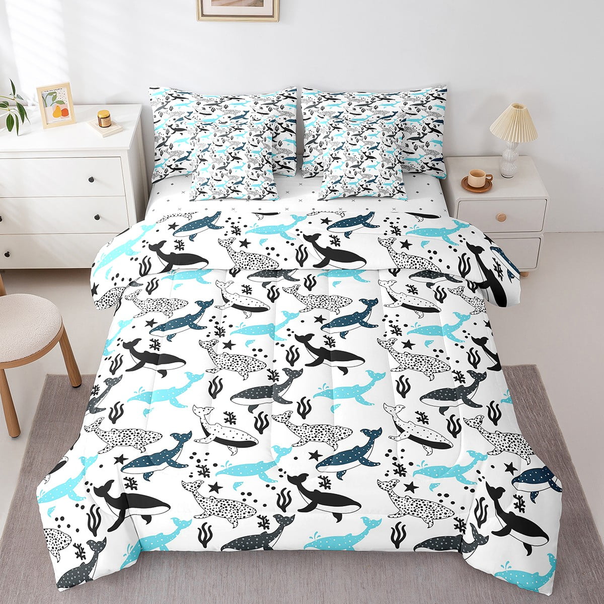 Erosebridal Animal Whale Bedding Sets Twin Size,Ocean Sealife Comforter ...