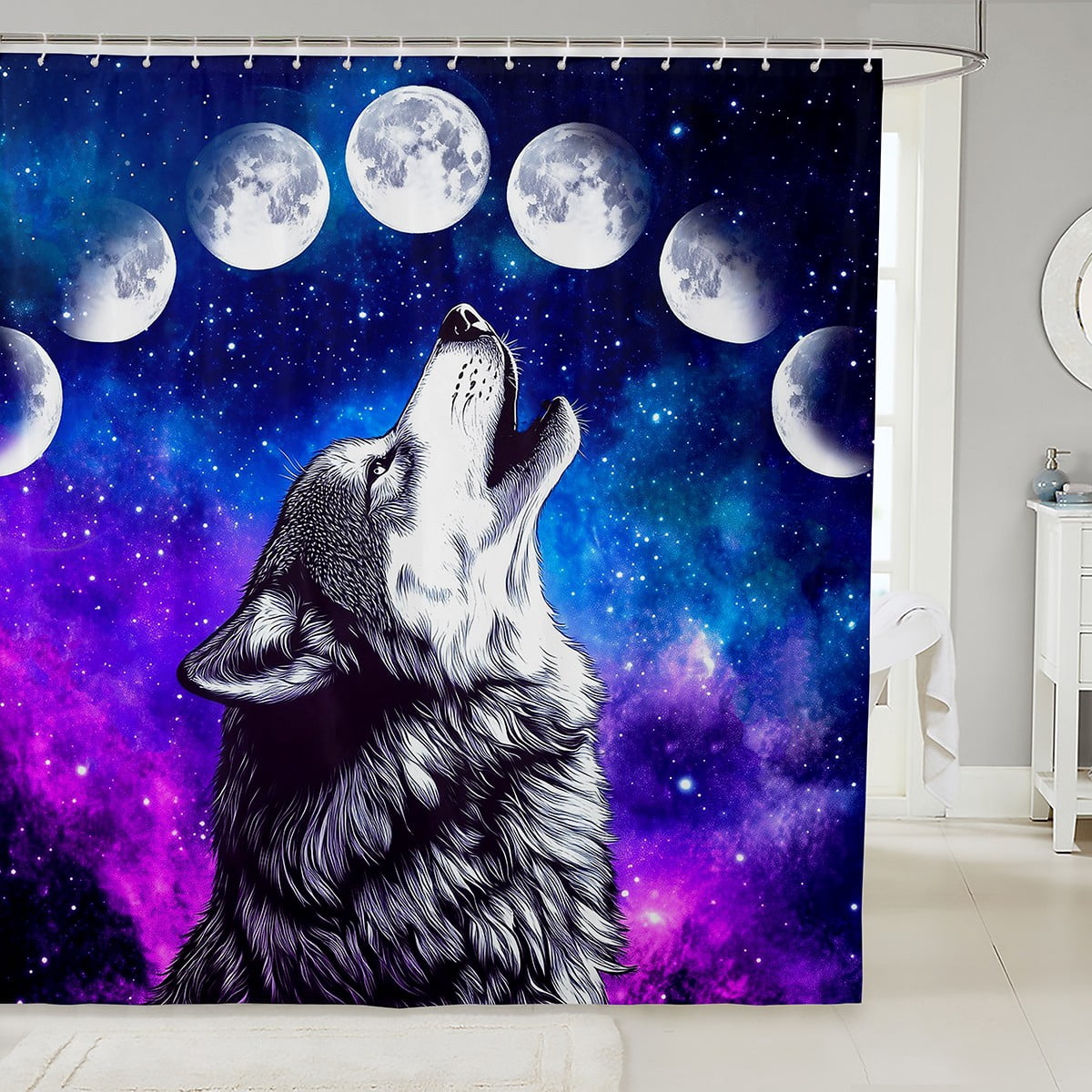 Erosebridal Animal Wolf Shower Curtain 72x72,Galaxy Starry Sky Bath ...