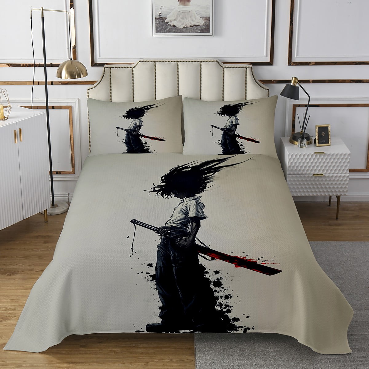 Erosebridal Anime Bedspread Sets Queen Size, Japanese Style Bed Quilt ...