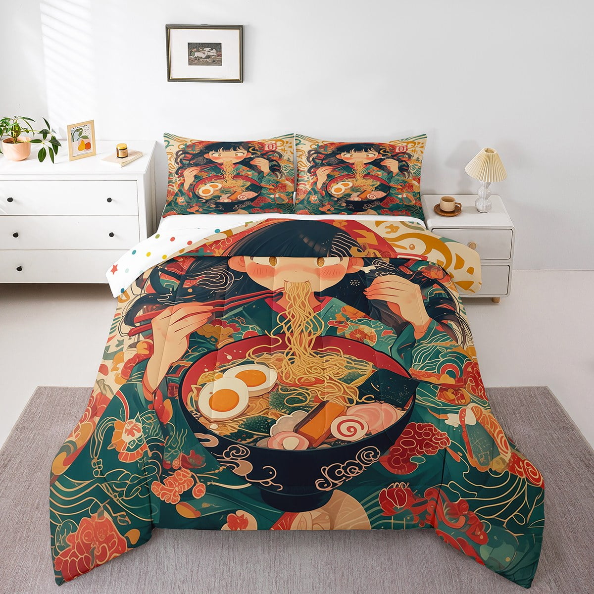 Erosebridal Anime Comforter Set,Japanese Ramen Noodles Bedding Set ...
