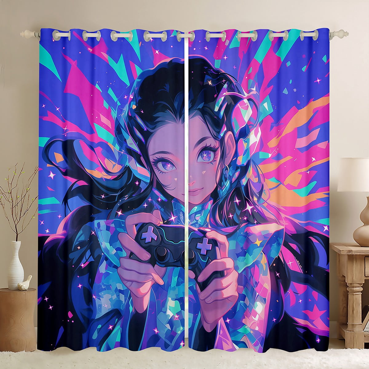 Erosebridal Anime Curtains,Gaming Gamer Curtains & Drapes Bedroom Decor ...