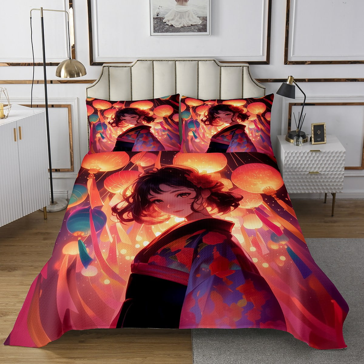 Erosebridal Anime King Bedding Set,Japanese Style Quilt Set Anime Gifts ...