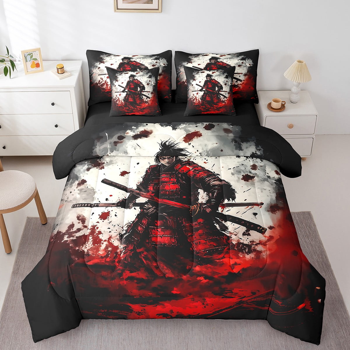 Erosebridal Anime Samurai Bed in a Bag King size,Japanese Ukiyoe ...