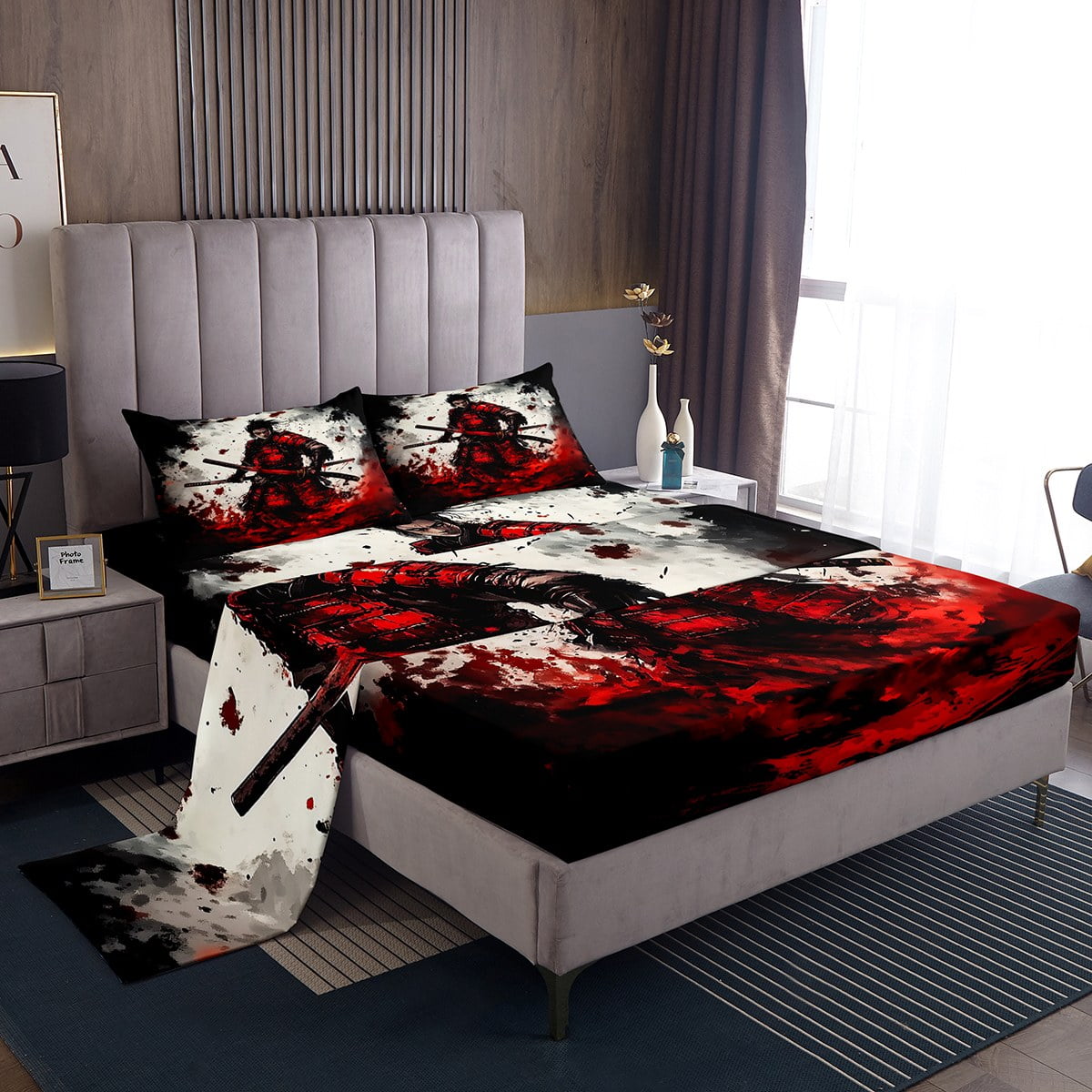Erosebridal Anime Samurai Full Sheet Sets,Japanese Ukiyoe Bedding Full ...