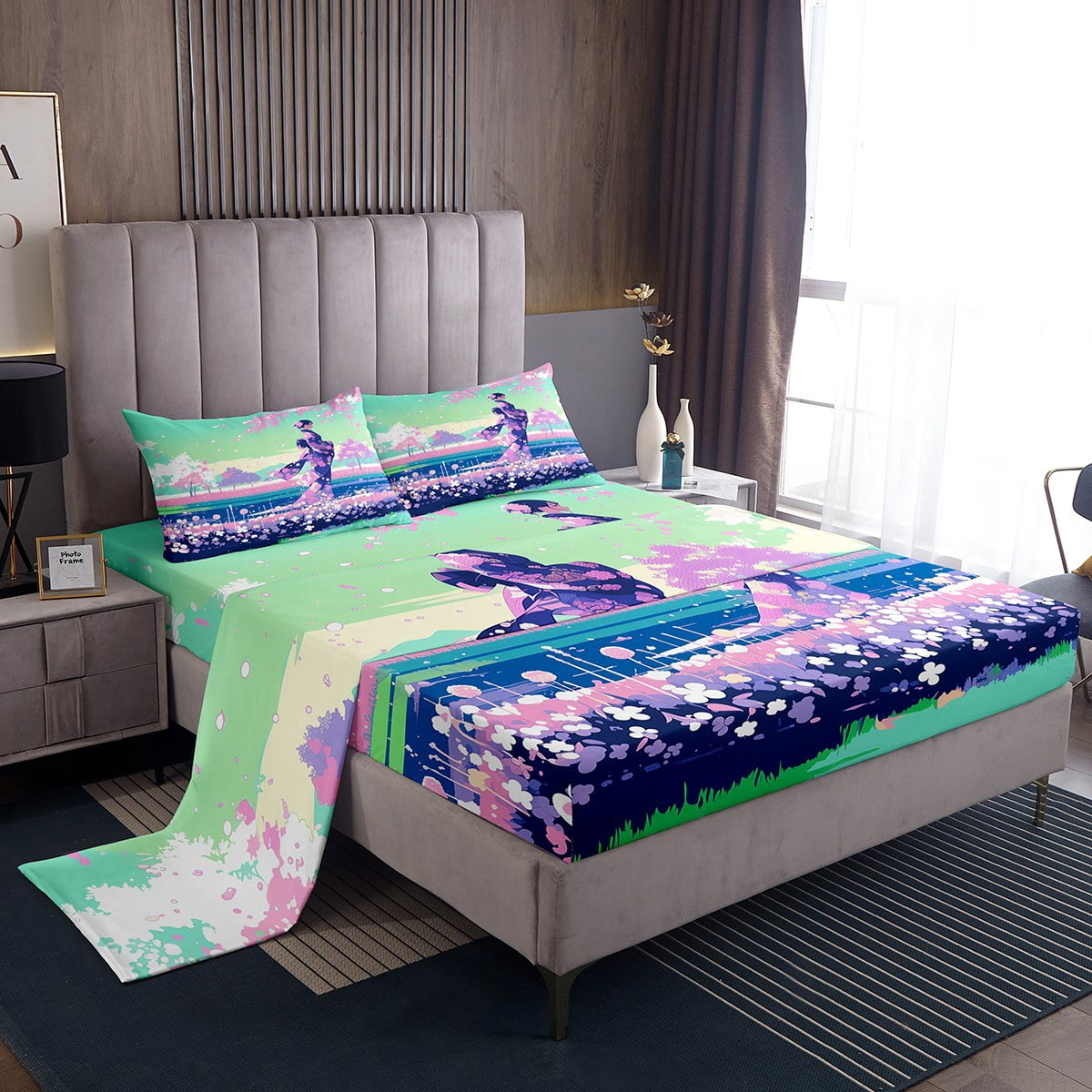Erosebridal Anime Twin Bedding Set,Pink Cherry Blossom Bed Sheets Set ...