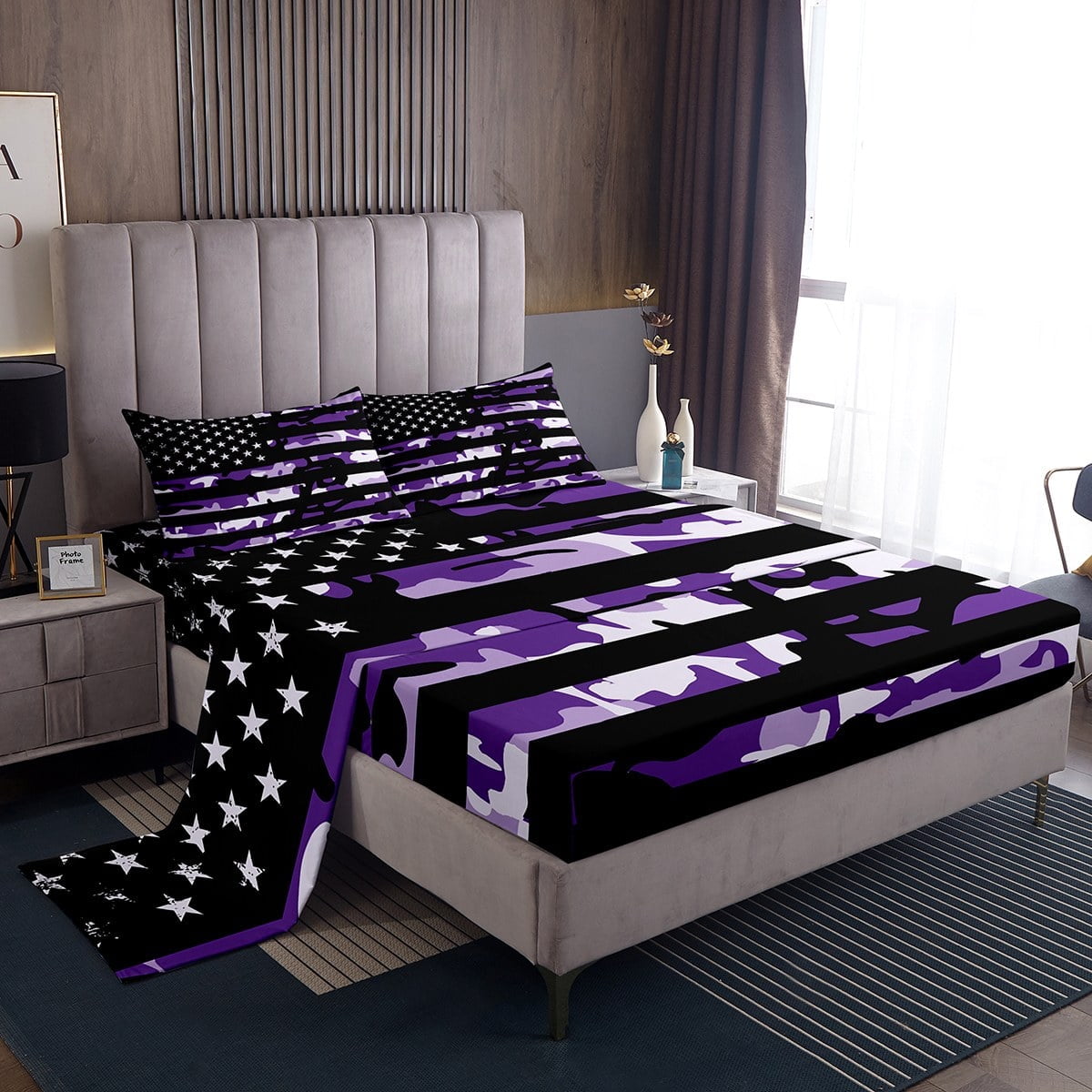 Erosebridal Army Camouflage Bed Sheets Set Twin Size, American Flag Bed ...