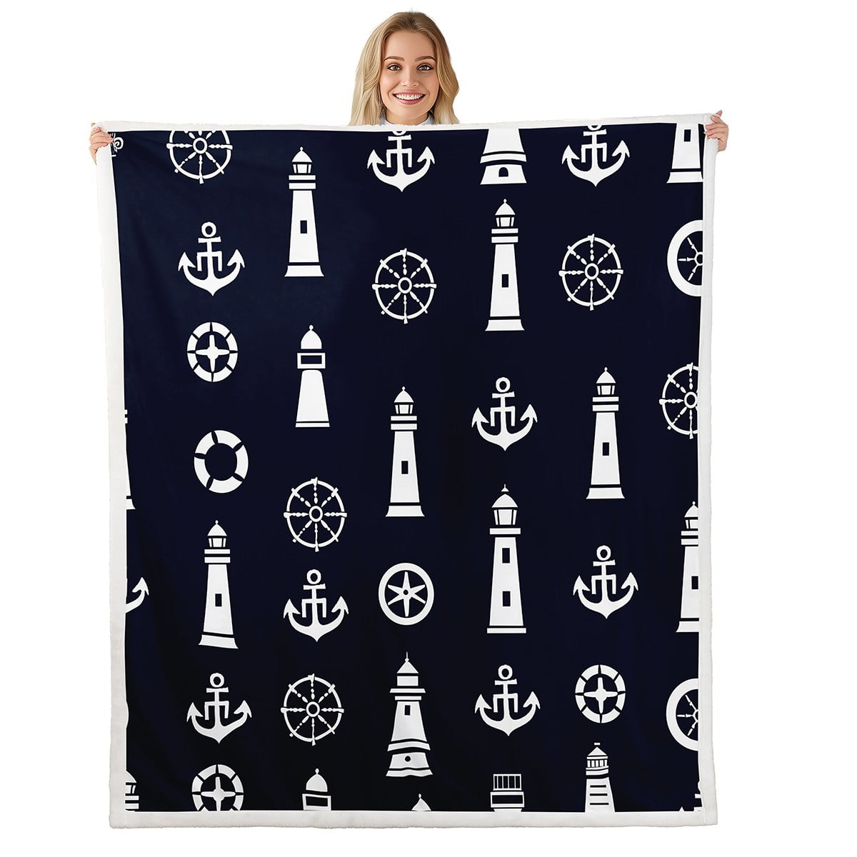 Erosebridal Ocean Anchor Lighthouse Fleece Blanket 40x50,Nautical Theme ...