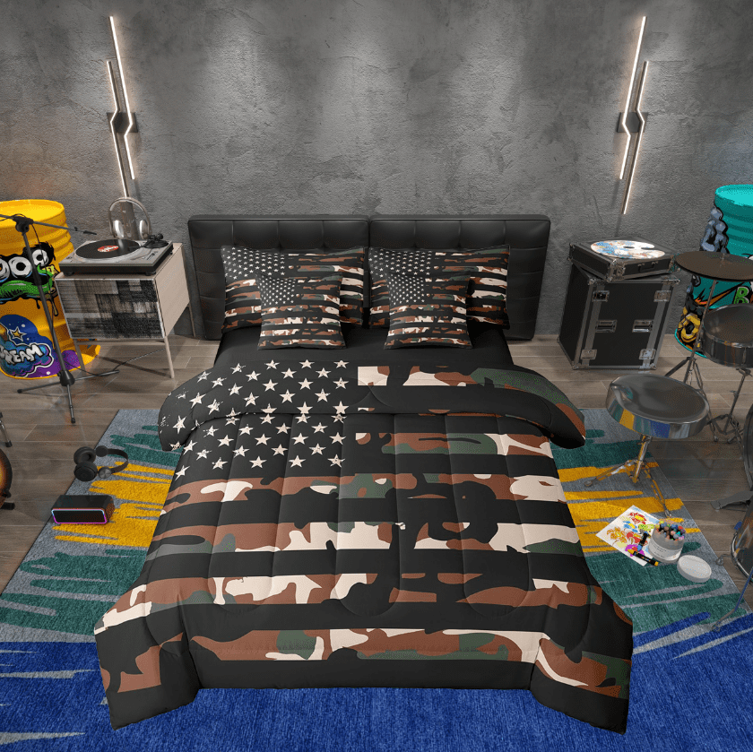 Erosebridal Army Camouflage Bedding Sets Full Size, American Flag ...