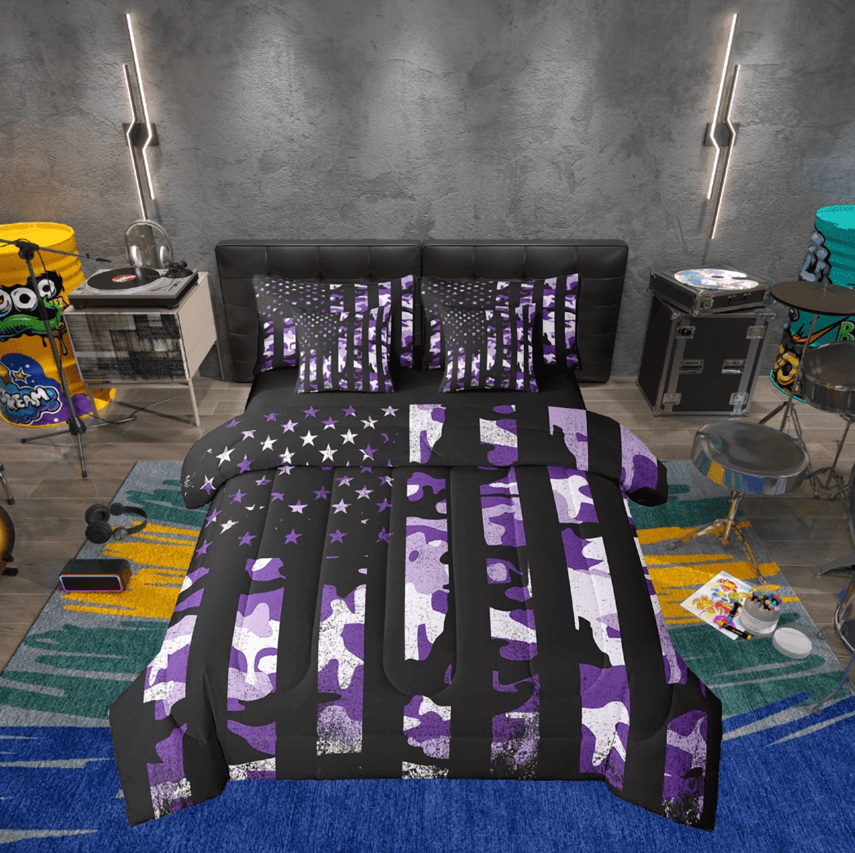 Erosebridal Army Camouflage Bedding Twin Size, American Flag Bedding ...