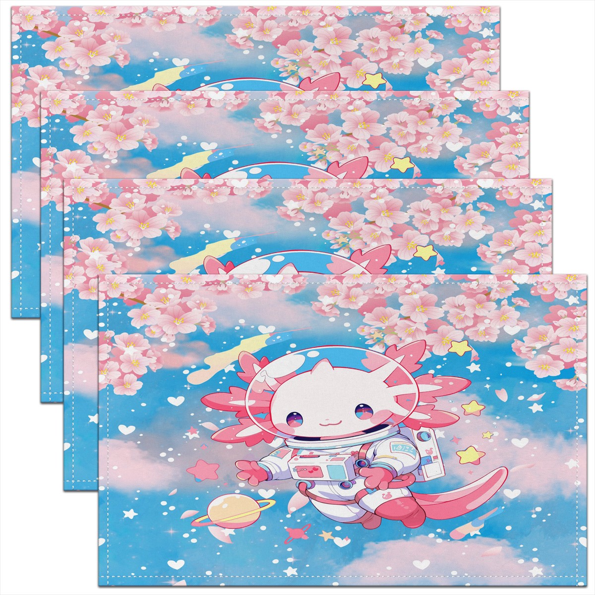Erosebridal Astronaut Axolotl Place Mats Set of 4 for in Door Dinning ...