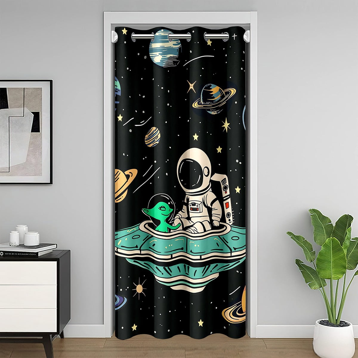 Erosebridal Astronaut Print Door Curtain For Doorways 52x84, Outer ...