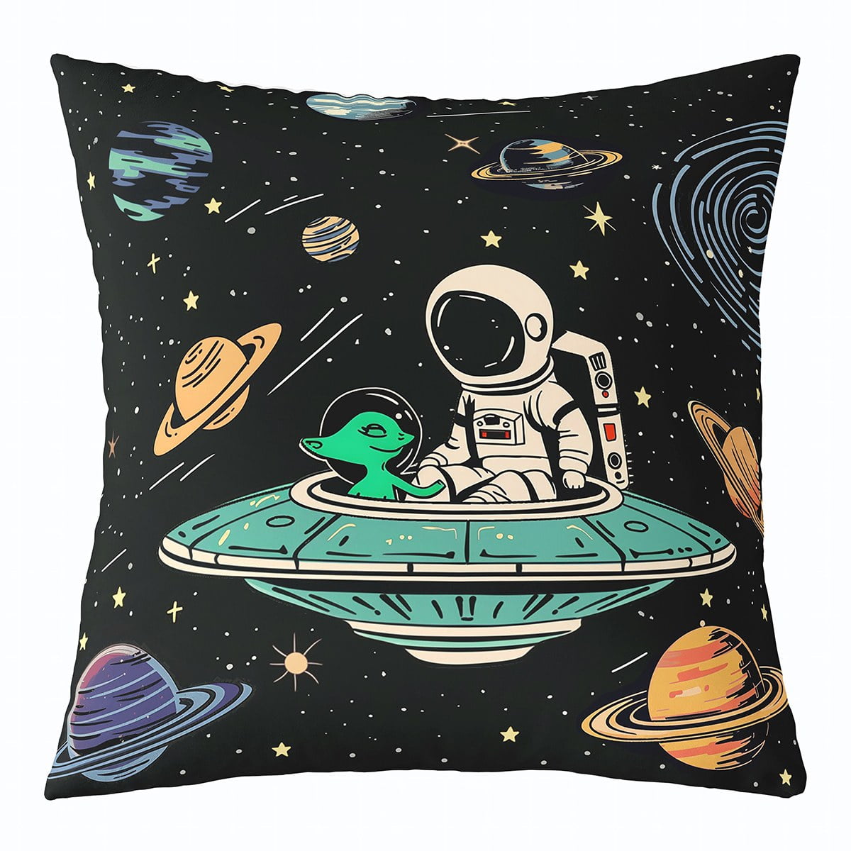 Erosebridal Astronaut Print Pillow Cases, Outer Space Cushion Covers 22x22, Galaxy Planet Pillow ...