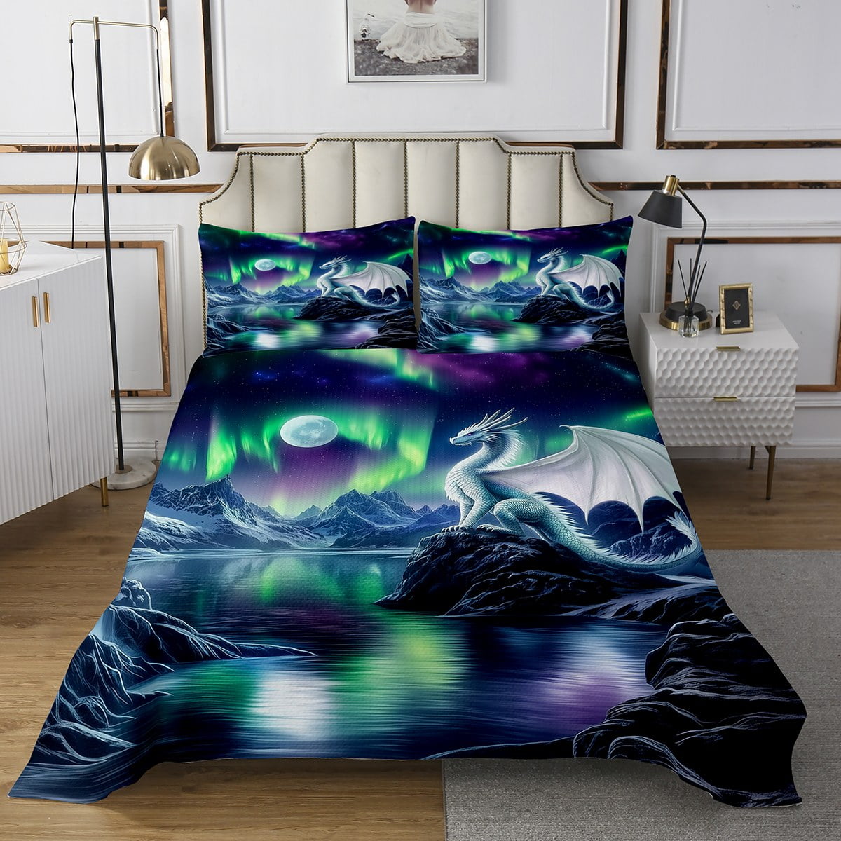 Erosebridal Aurora Dragon Bedding Set King,Gothic Dragon Quilt Set ...