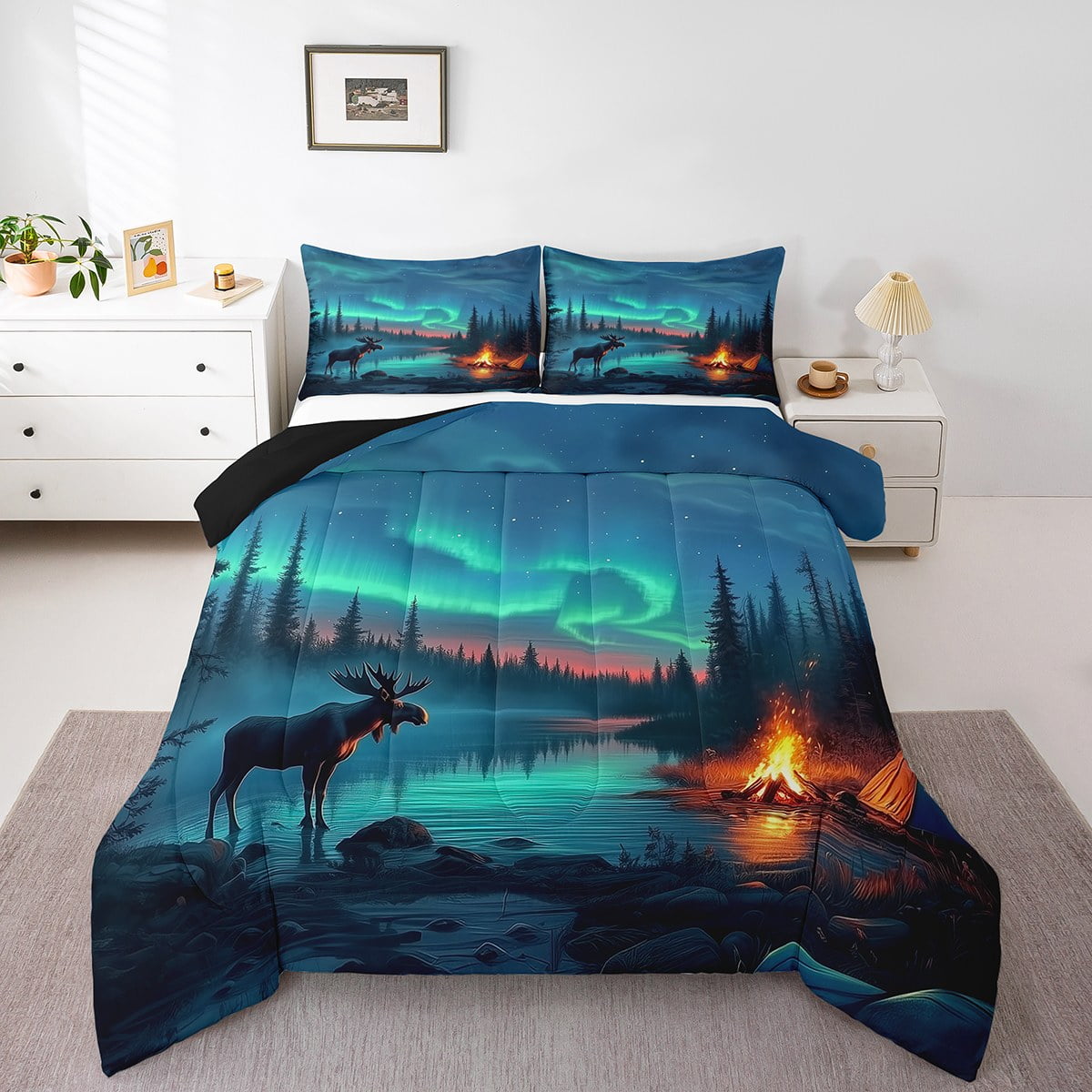 Erosebridal Aurora Moose Bedding Set King,Rustic Country Cabin ...