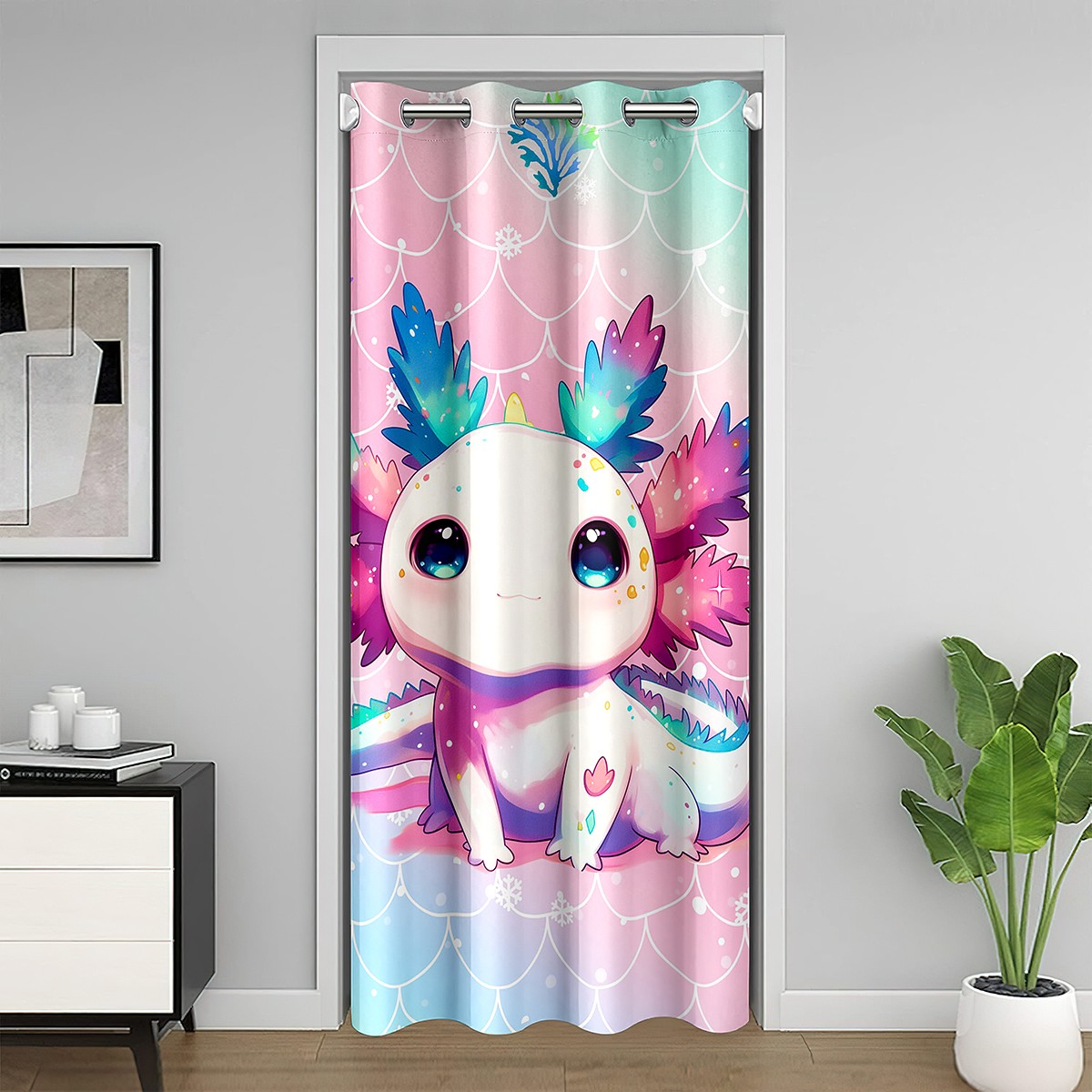 Erosebridal Axolotl 30%-50% Room Darkening Watercolor Gradient Axolotl ...