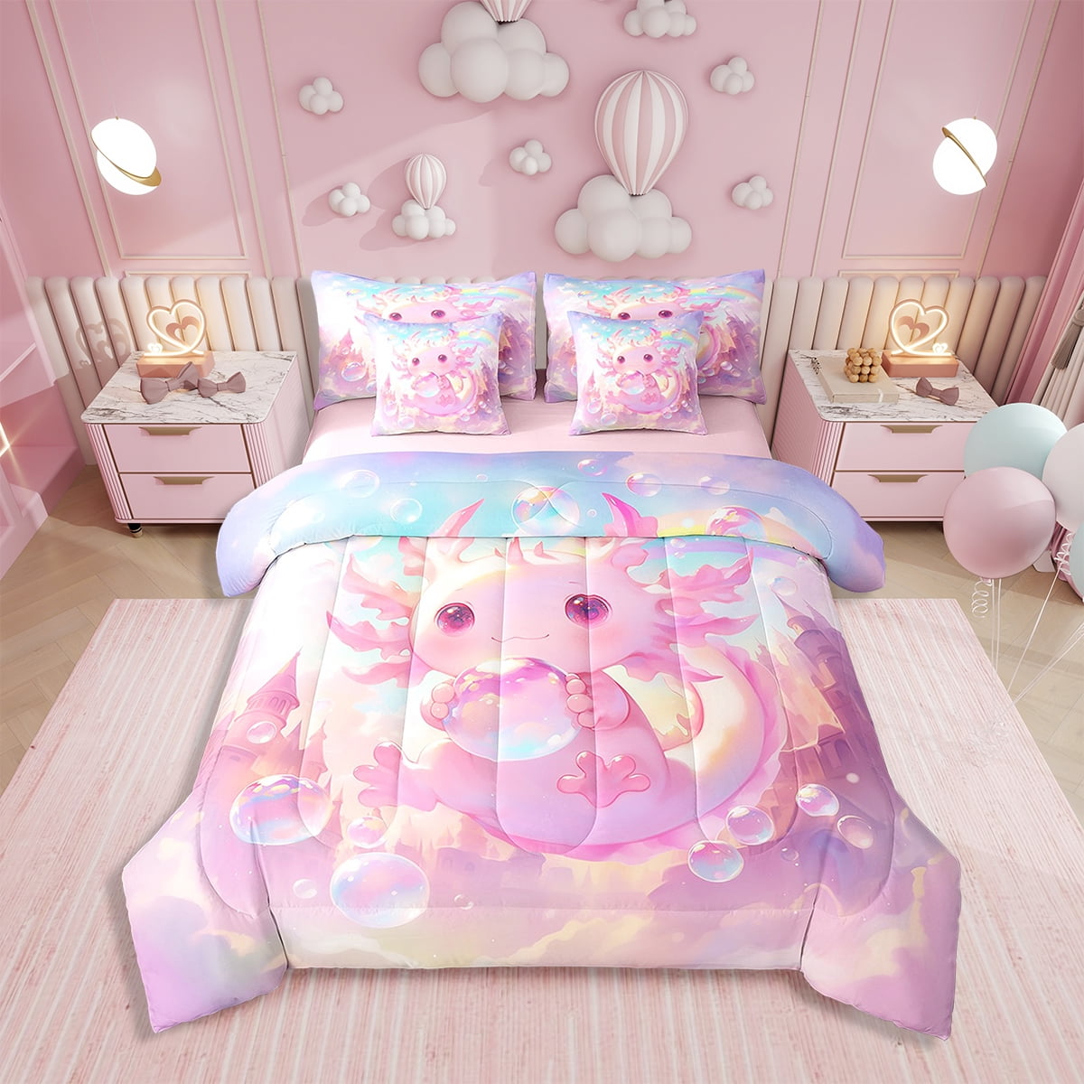Erosebridal Axolotl Bedding Set 7 Pieces Twin Size Kawaiii Salamander ...
