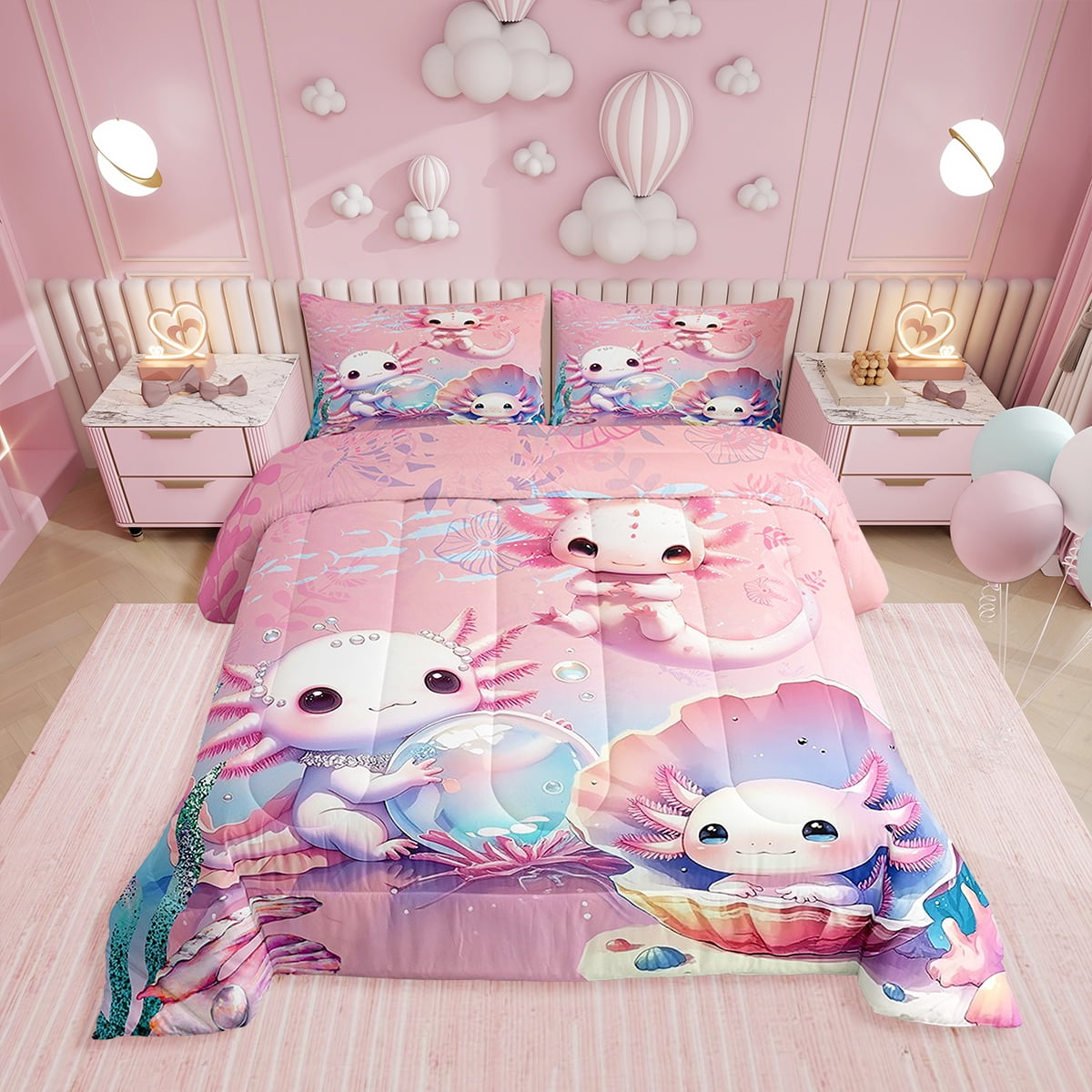 Erosebridal Axolotl Bedding Set Bedroom Decor,Cute Cartoon Axolotl Sea ...