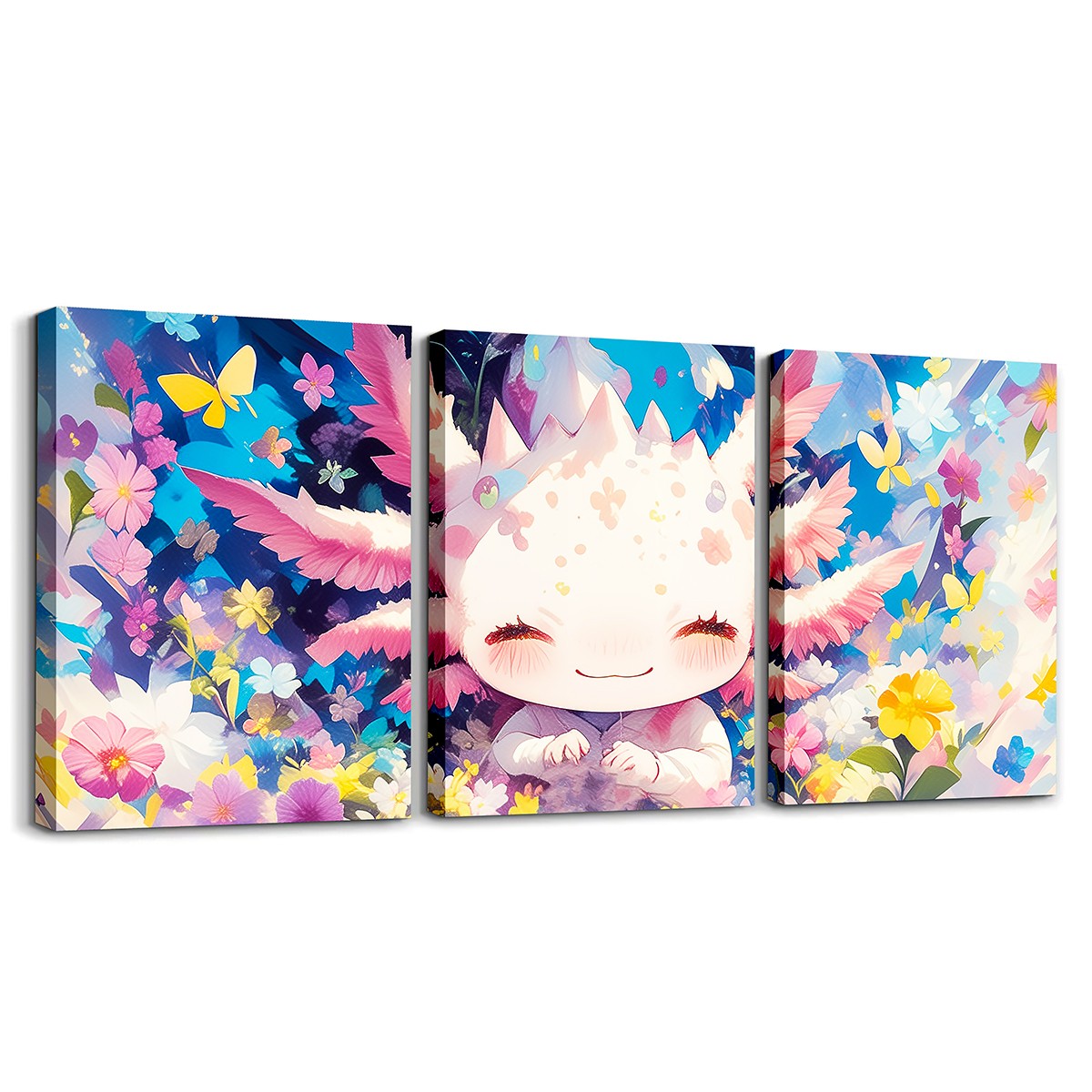 Erosebridal Axolotl Canvas Wall Art for Living Room Cute Animal Wall ...