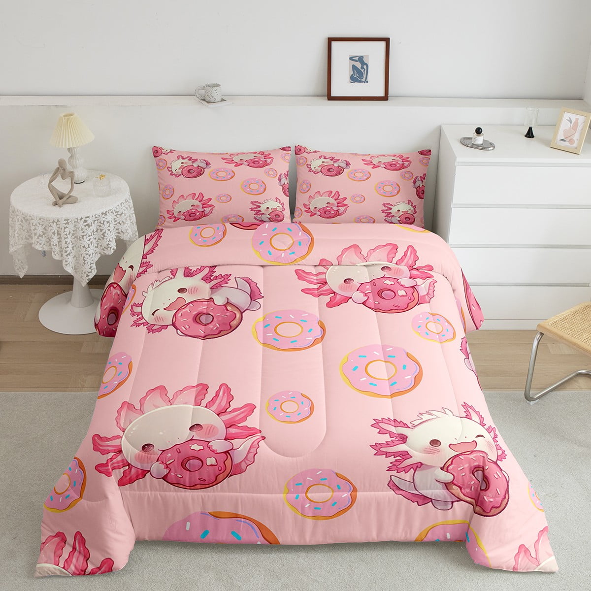 Erosebridal Axolotl Down Comforter Cute Axolotl Bedding Set Cartoon ...