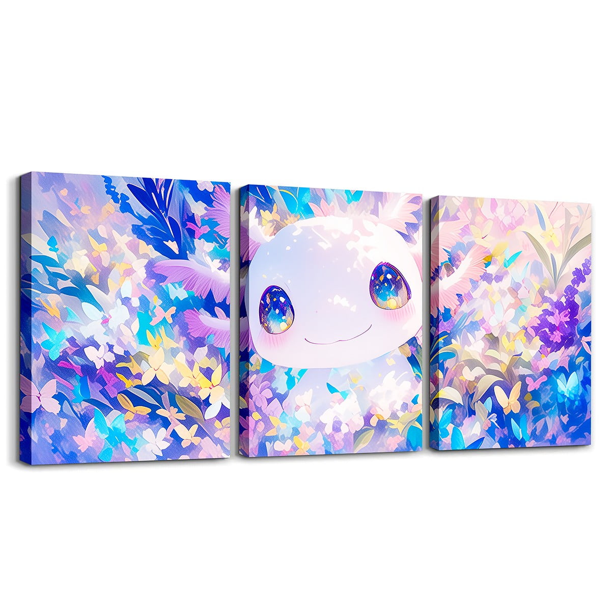 Erosebridal Axolotl Picture Wall Decor Purple Flower Canvas Wall Art ...
