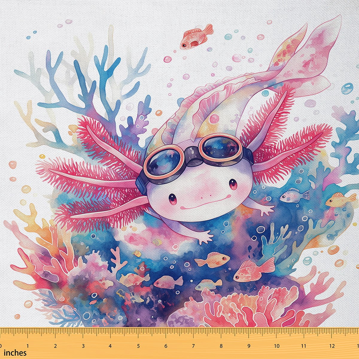 Erosebridal Axolotl Upholstery Fabric,Watercolor Coral Fabric By The ...