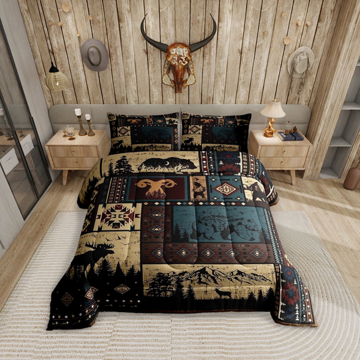 Erosebridal Aztec Comforter Set King, Southwestern Wildlife Pattern ...
