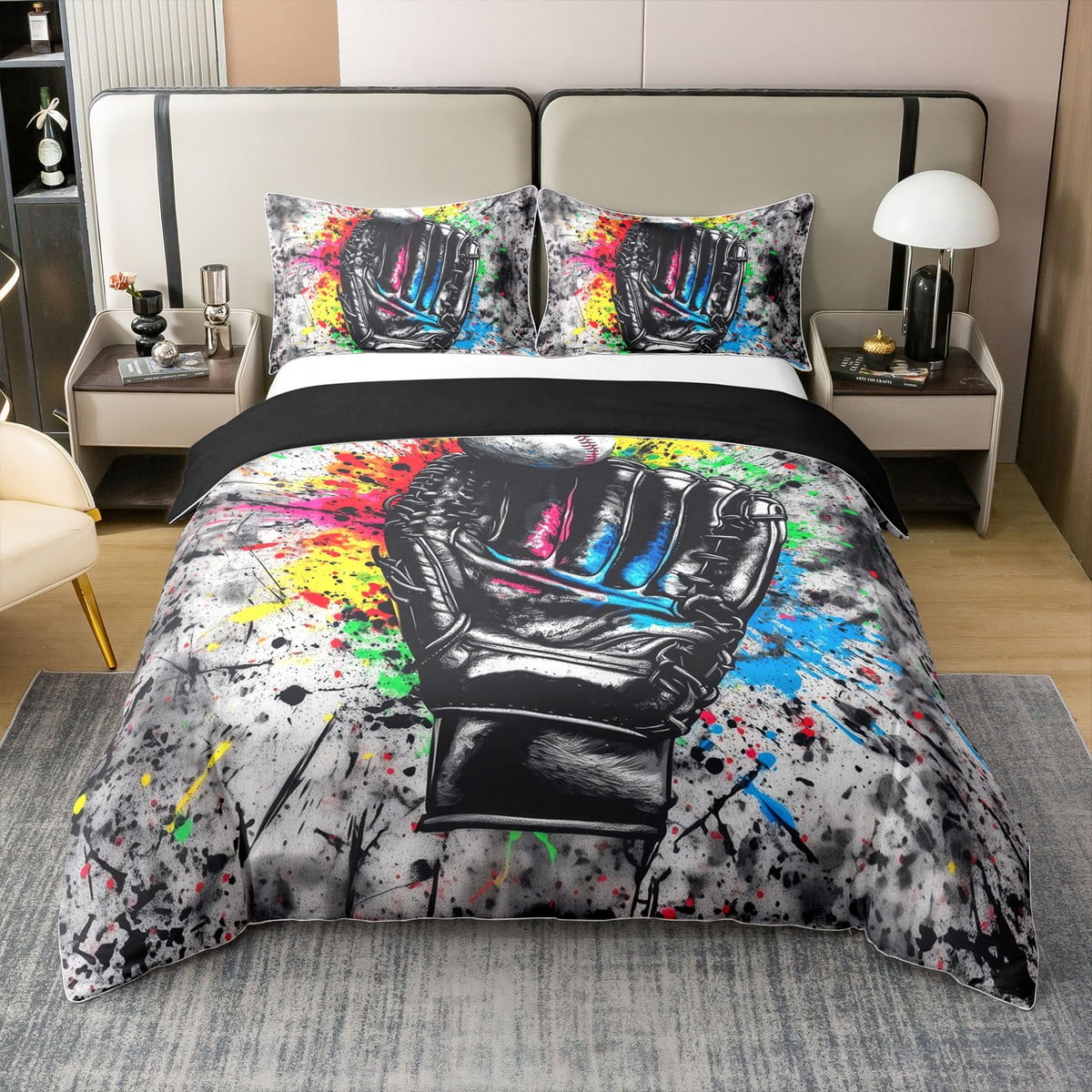 Erosebridal Ball Game Baseball 100% Cotton Duvet Cover Twin Size,Hippie ...