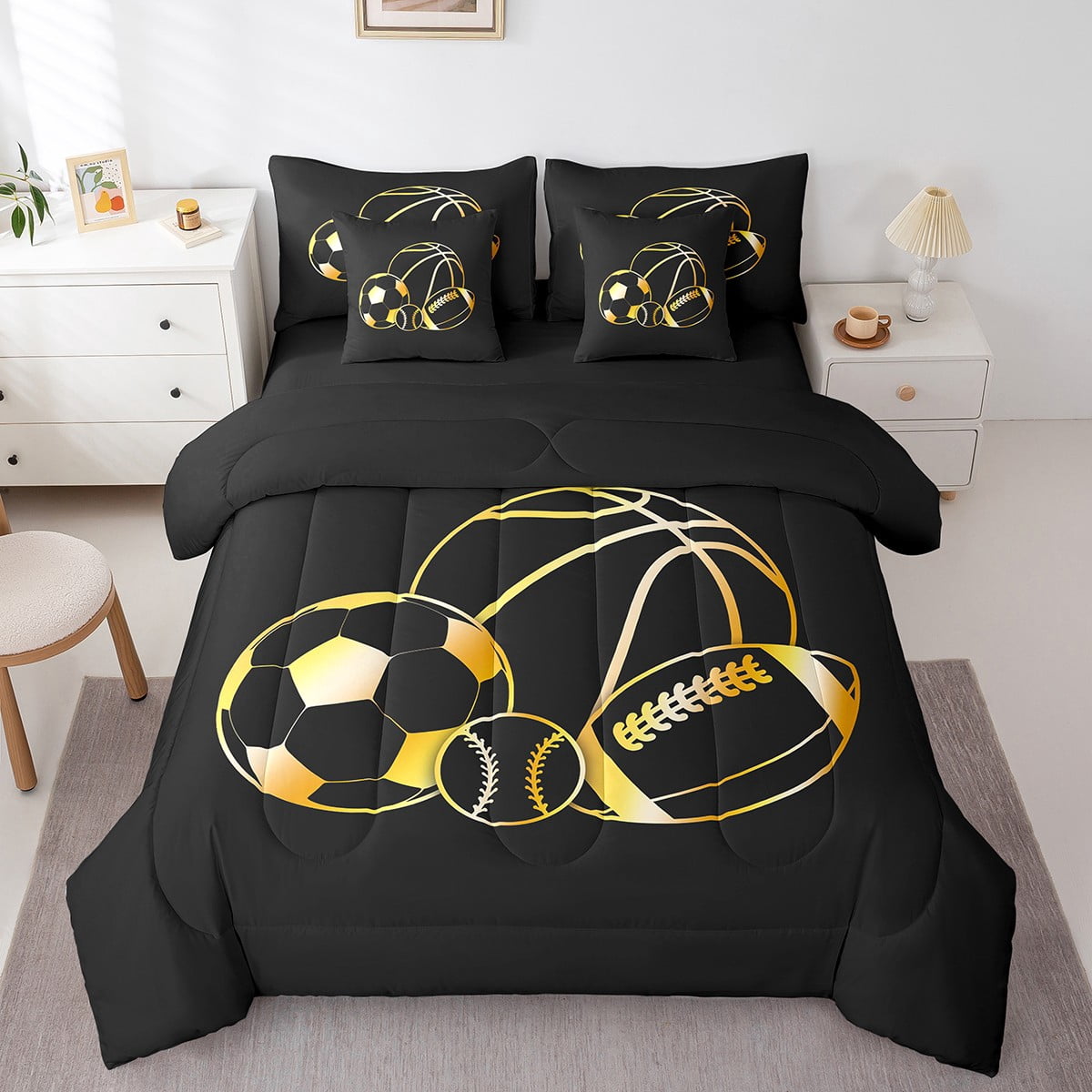 Erosebridal Ball Gamer Bed in a Bag King size,Sport Theme Bedding King ...