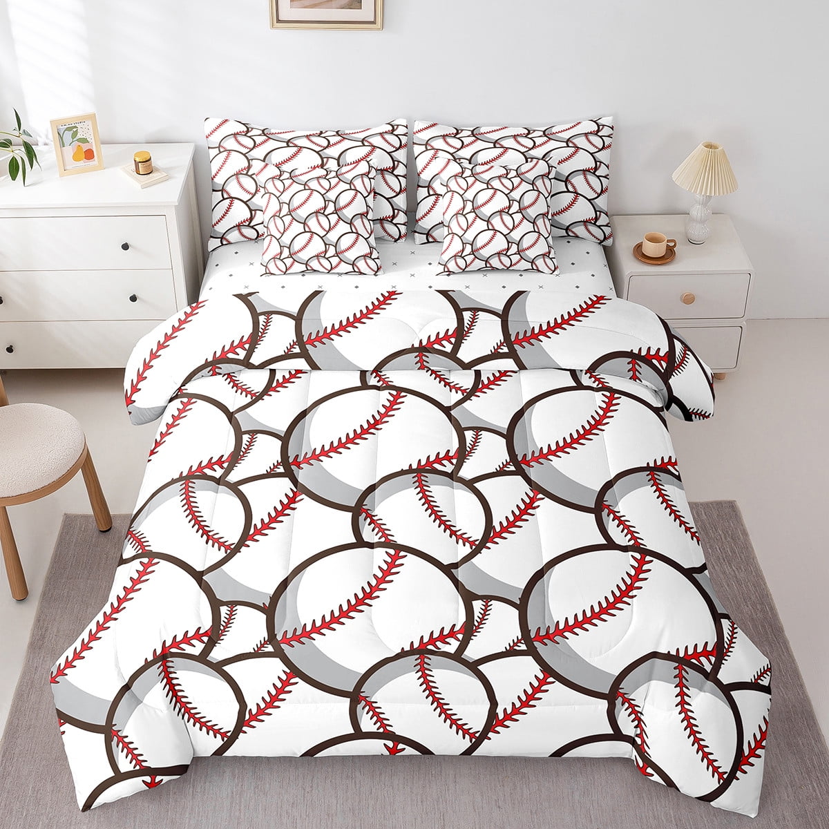 Erosebridal Ball Sports Bed in a Bag King size, Baseball Bed Set ...