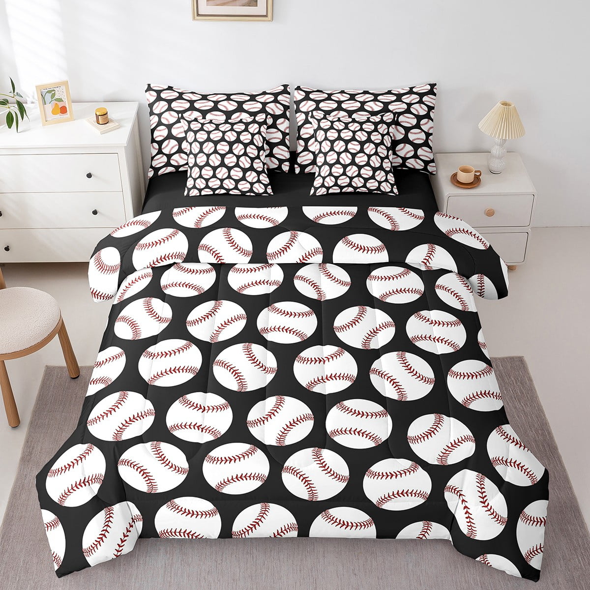 Erosebridal Ball Sports Bedding King Size for Kids, Baseball Bed in a ...