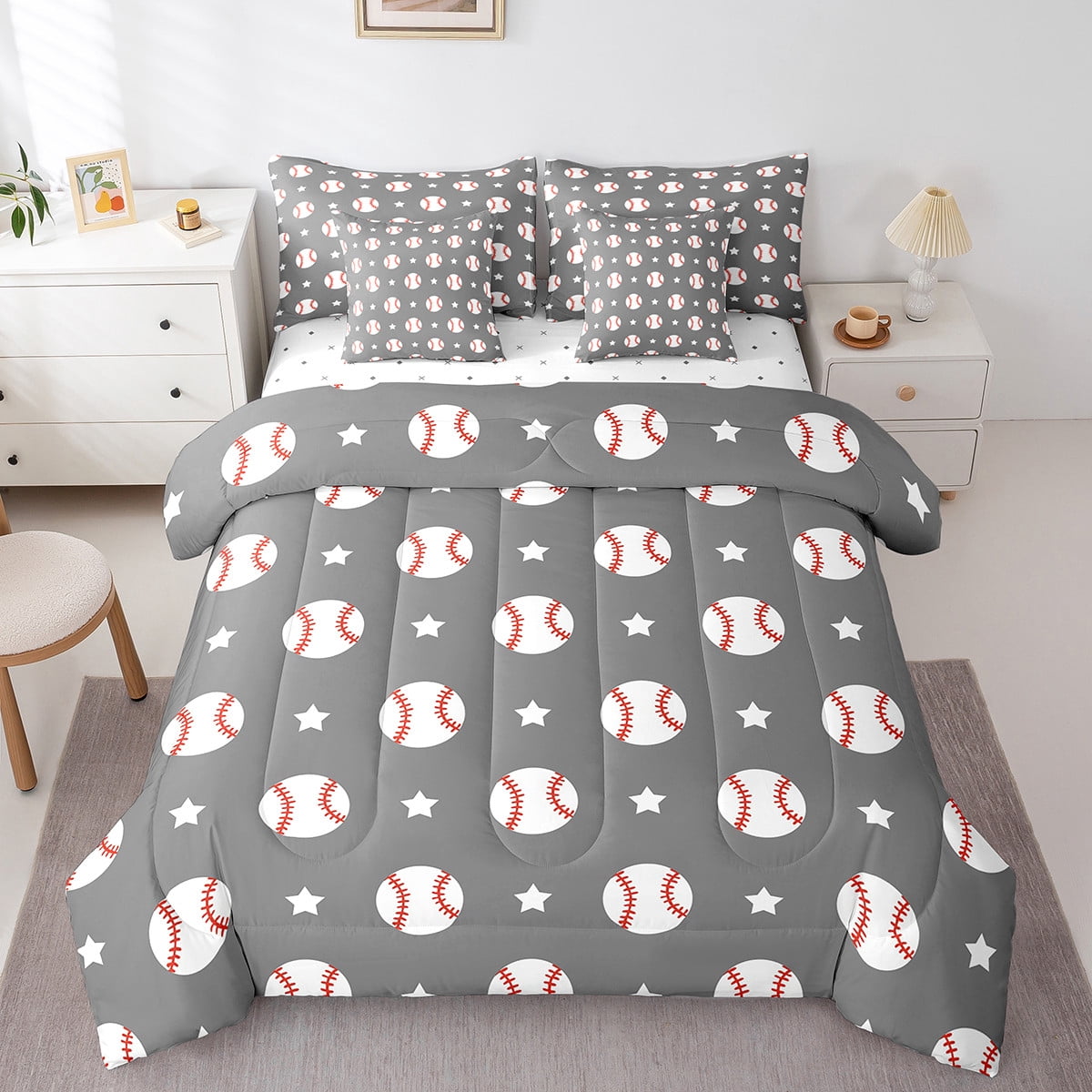 Erosebridal Ball Sports Bed in a Bag Queen size, Cartoon Baseball Bed ...