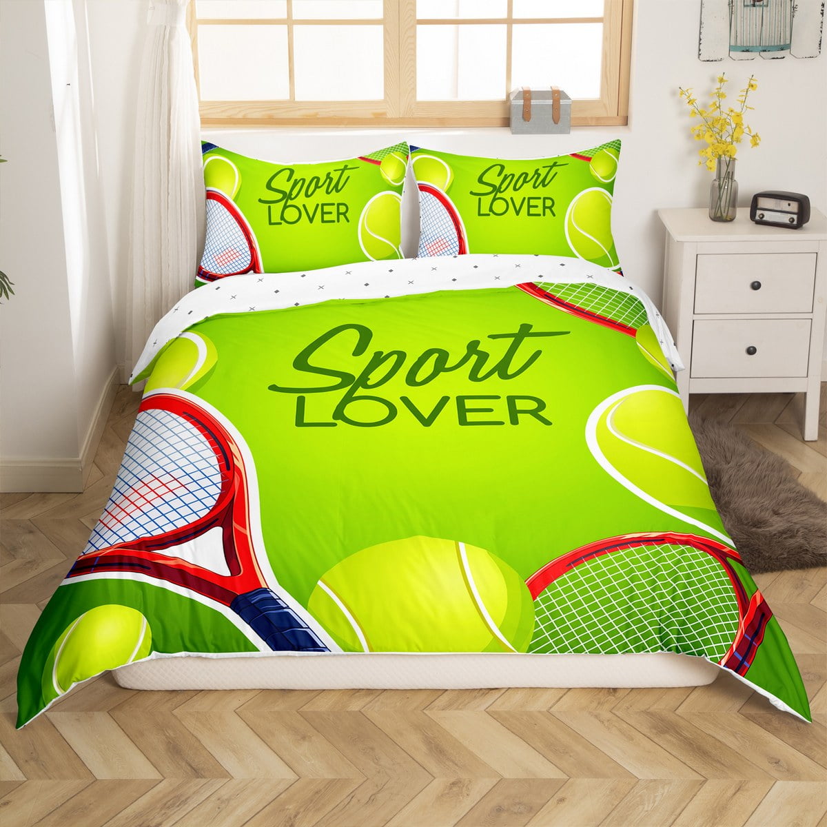Erosebridal Ball Tennis Comforter Cover Twin, Sport Lover Bedding Sets ...
