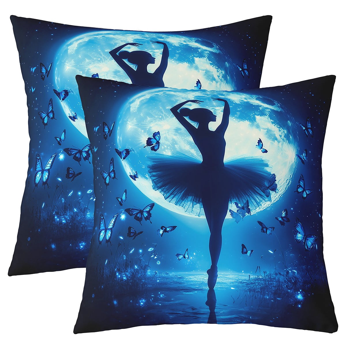 Erosebridal Ballet Dancer Throw Pillow Covers 20X20 Set Of 2,Blue ...