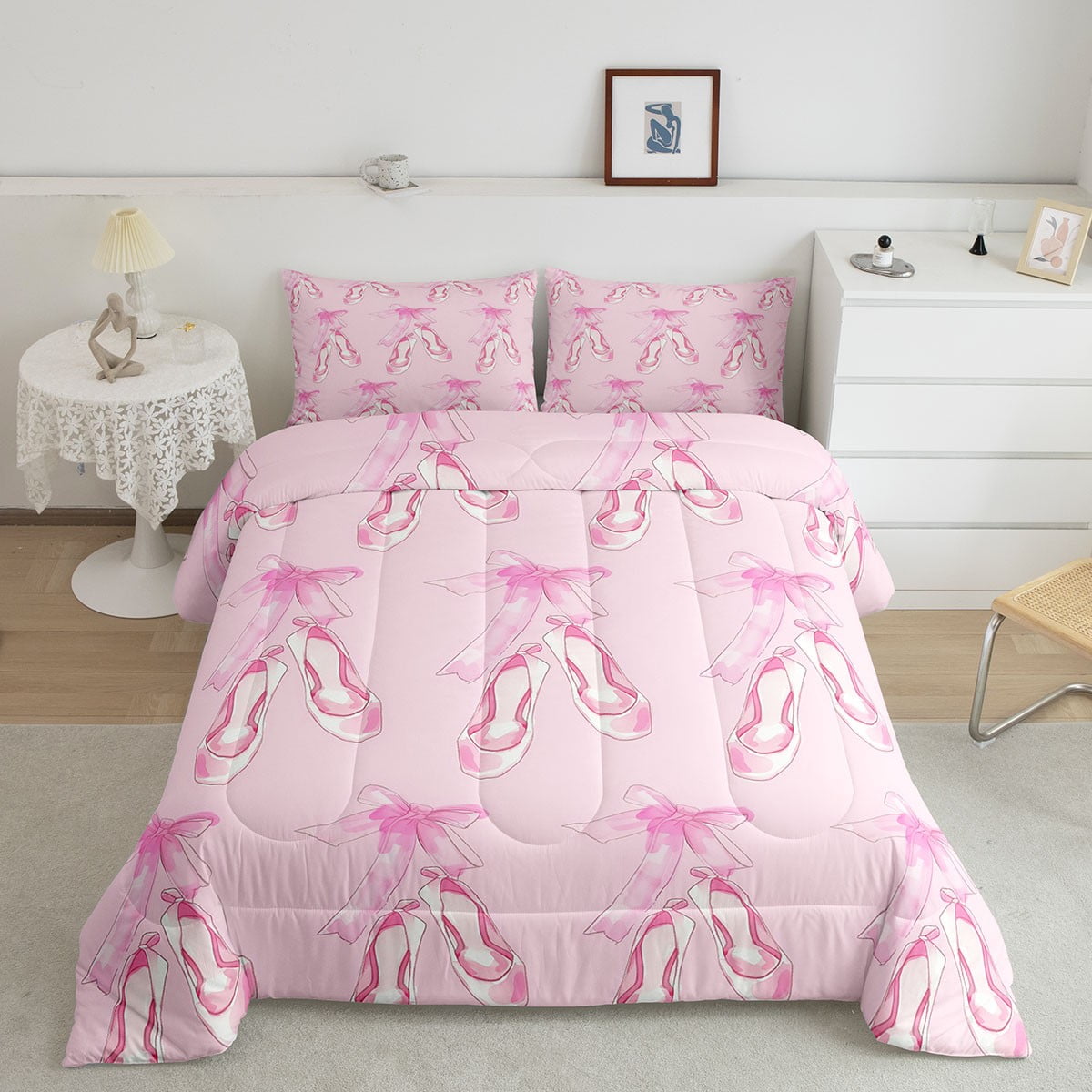 Erosebridal Ballet Comforter Sets Twin Size, Bow Shoes Comforters ...